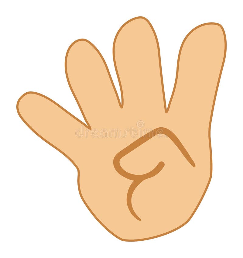 Four Fingers Counting Icon for Education. Hands with Fingers Stock ...
