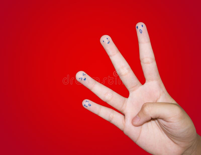 Four fingers with face stock photo. Image of group, team - 40133944
