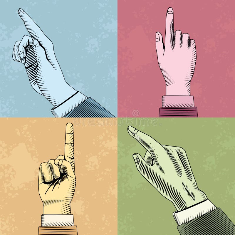 Four fingers points drawn stock vector. Illustration of direction ...