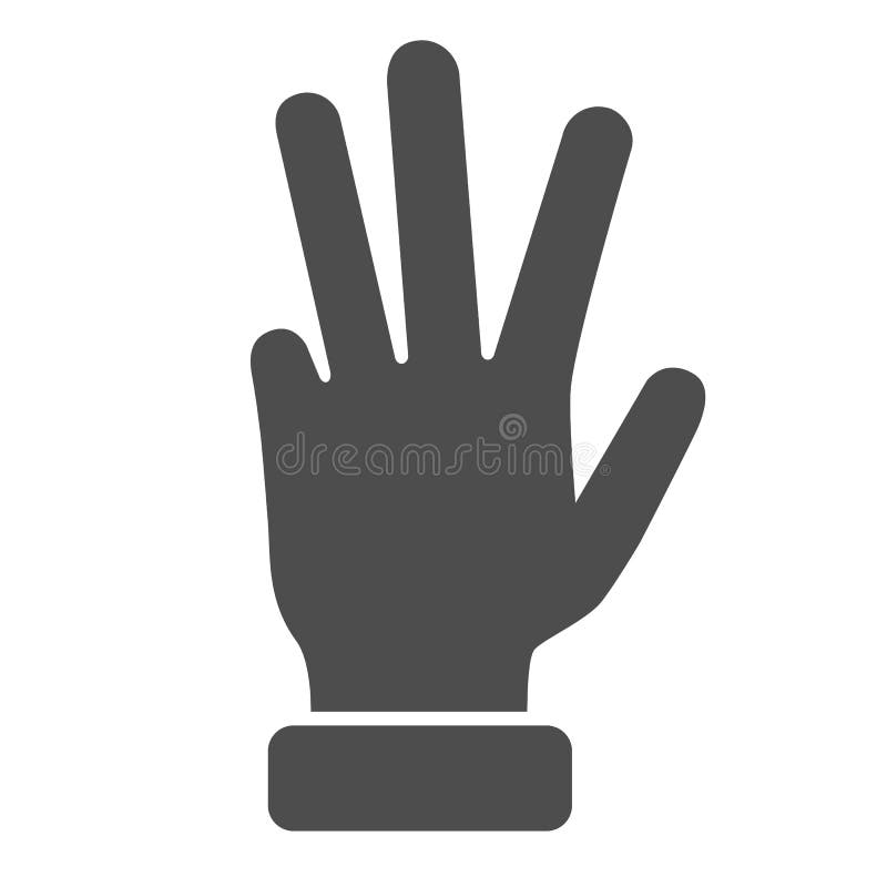 Four Fingers Up Line and Solid Icon, Gestures Concept, Counting Sign on ...
