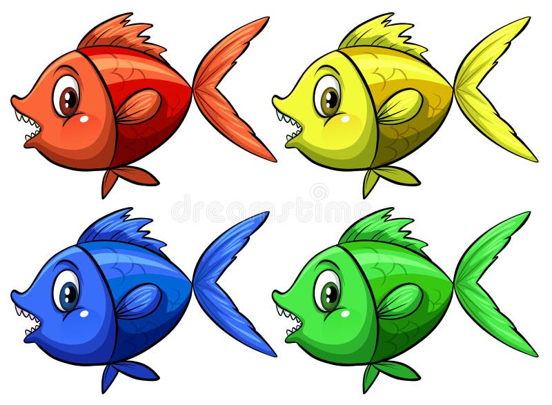 Four Fish On A Yellow Background Stock Vector - Illustration of ...