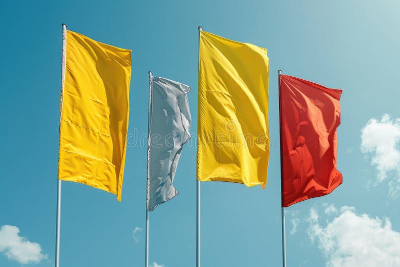 Four Flags Waving in the Air Stock Photo - Image of flying, nature ...