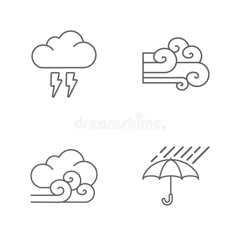 Four Flat Modern Weather Icons Stock Vector - Illustration of lightning ...