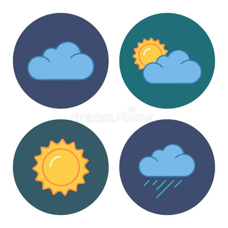 Four Flat Modern Weather Icons Stock Vector - Illustration of icon ...