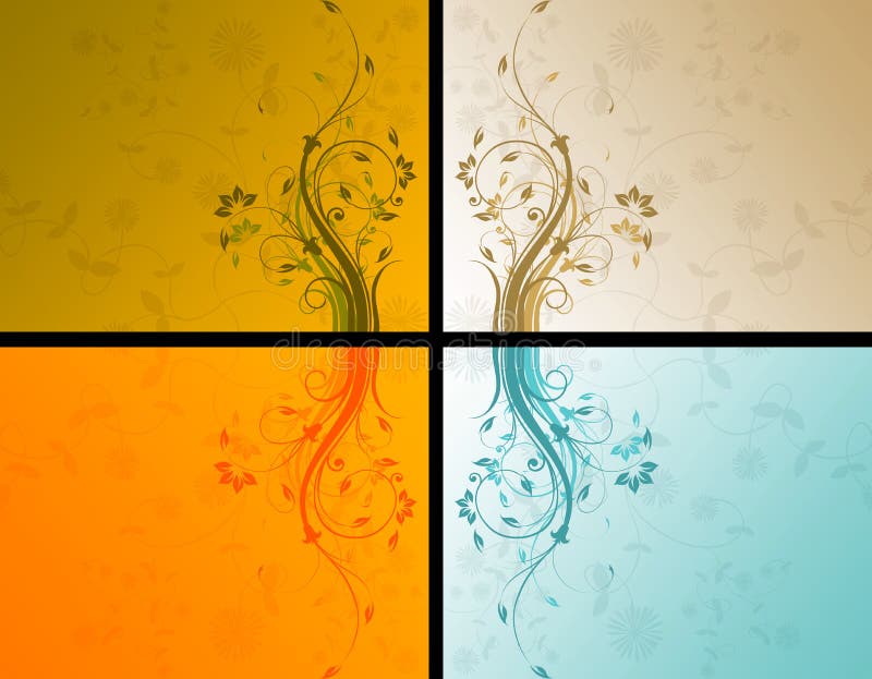 Four floral backgrounds stock illustration. Illustration of line - 5275281