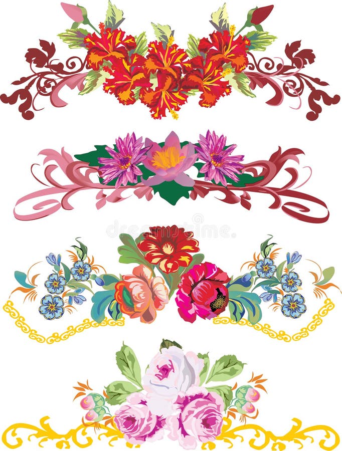 Four flower strips stock illustration. Illustration of botany - 10264725