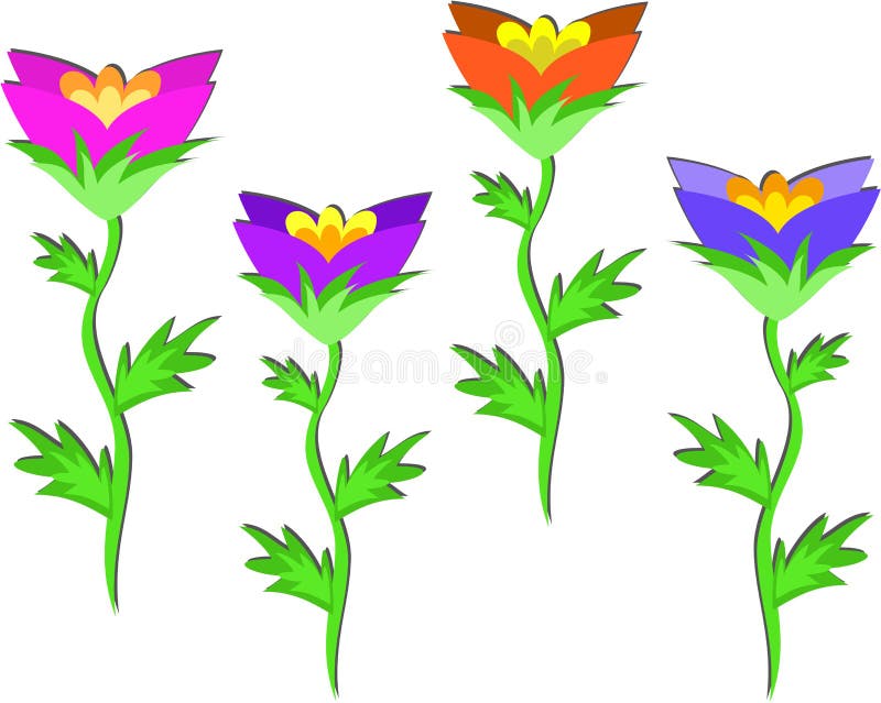Four Flowers In A Row Stock Photography - Image: 12963972