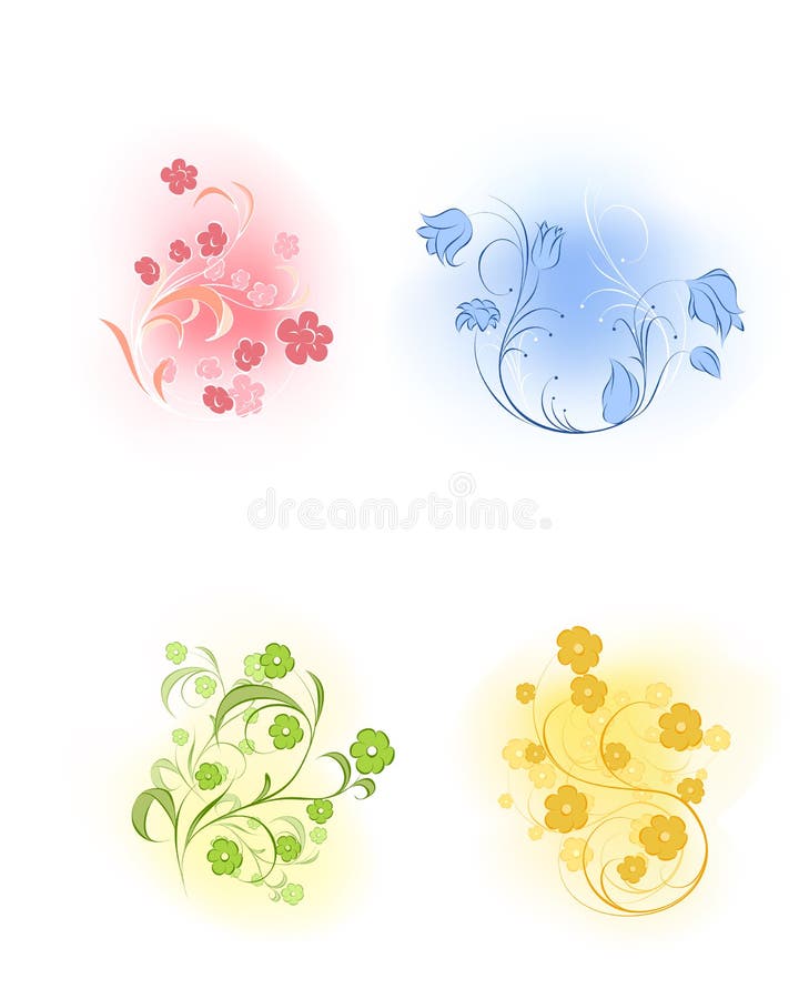Four flowers set stock vector. Illustration of flower - 53512617