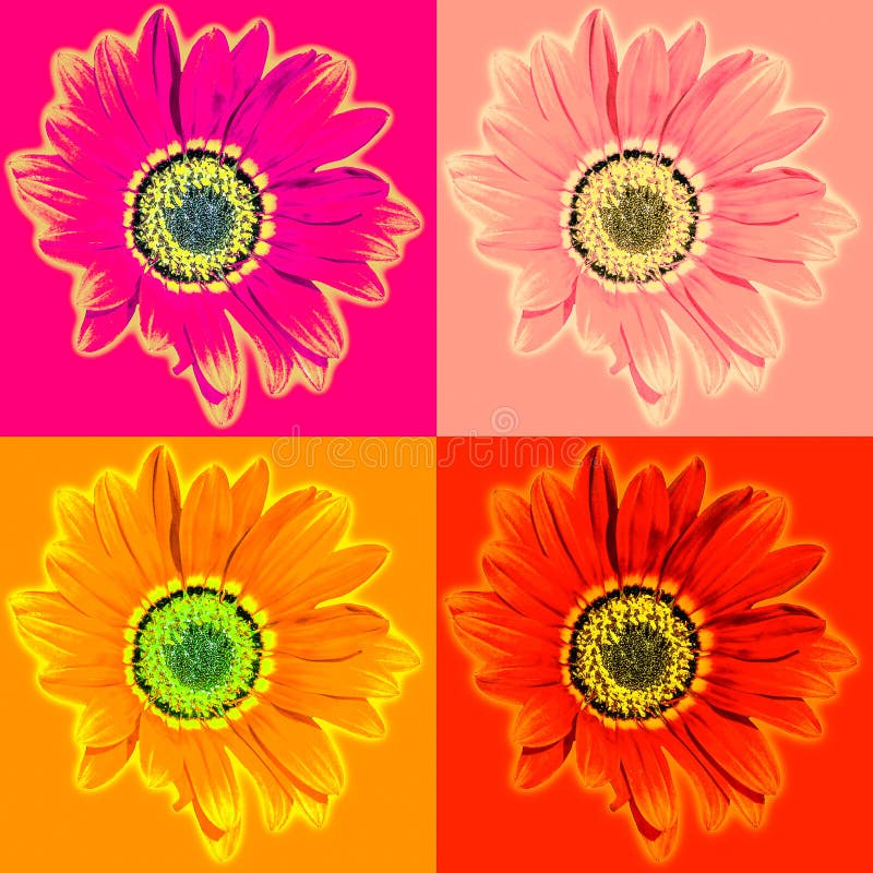 Four flowers on a square stock illustration. Illustration of flowers ...
