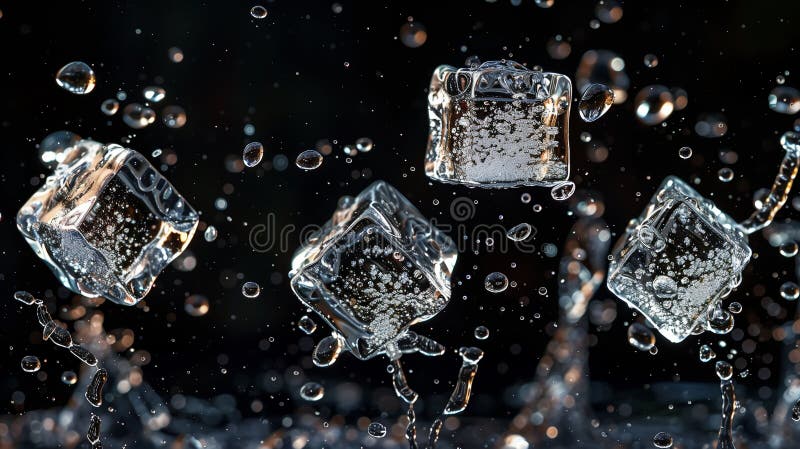 Four Ice Cubes Captured in Flight, Cut Out for a Crisp and Cool Visual ...