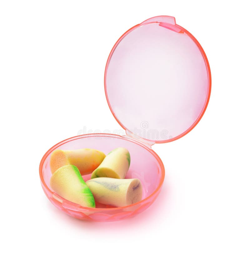 Four Foam Ear Plugs in Plastic Container Stock Image - Image of object ...