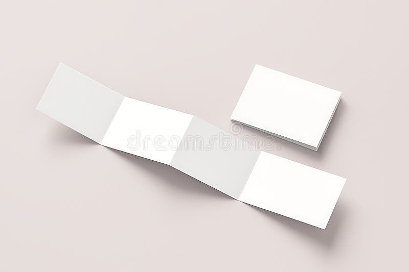 Four-Fold Flyer Mockup with Stack Stock Illustration - Illustration of ...