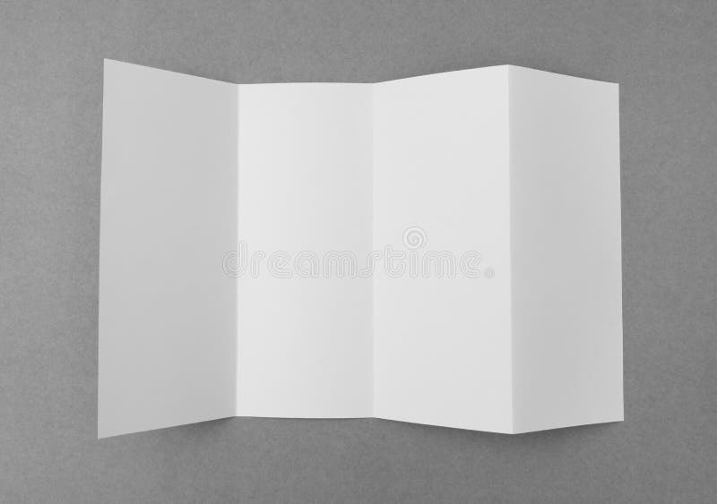 Four - Fold White Template Paper on Gray Background . Stock Photo ...