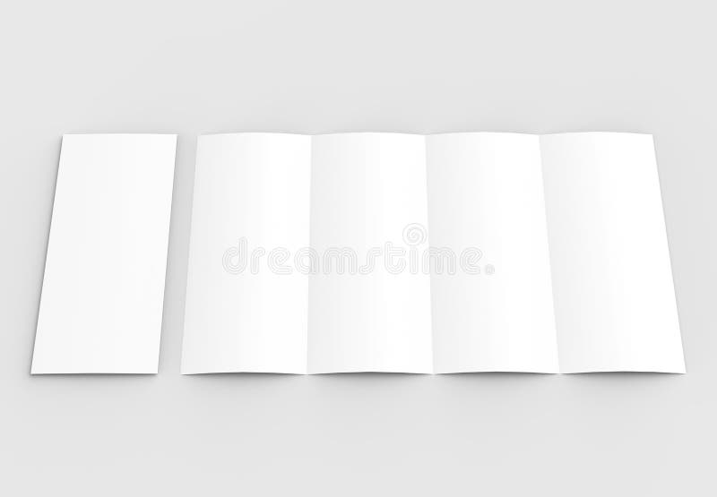 Four Folded - 4-Fold - Vertical Brochure Mock-up Isolated on Soft Gray ...