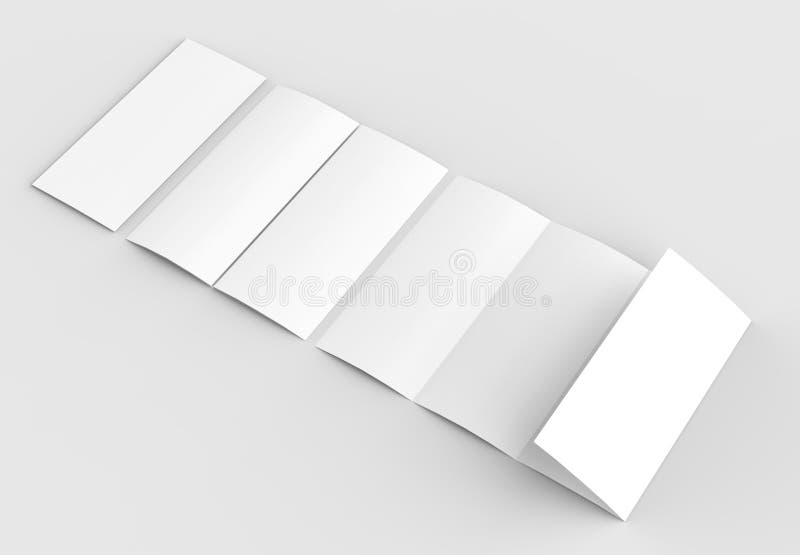 Four Folded - 4-Fold - Vertical Brochure Mock-up Isolated on Soft Gray ...