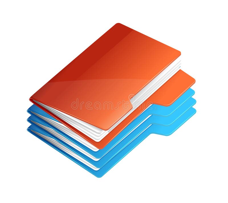 Four Folders with Paper. Folder Stack Stock Vector - Illustration of ...