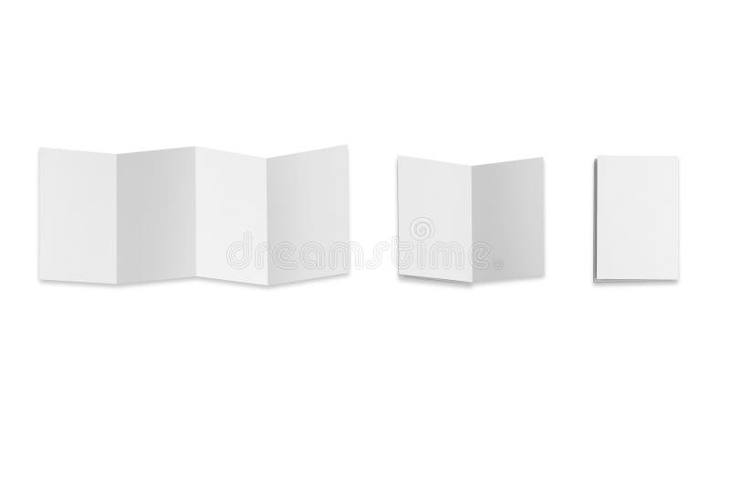 Four - Folding White Paper Template Brochure Mockup Isolated on White ...