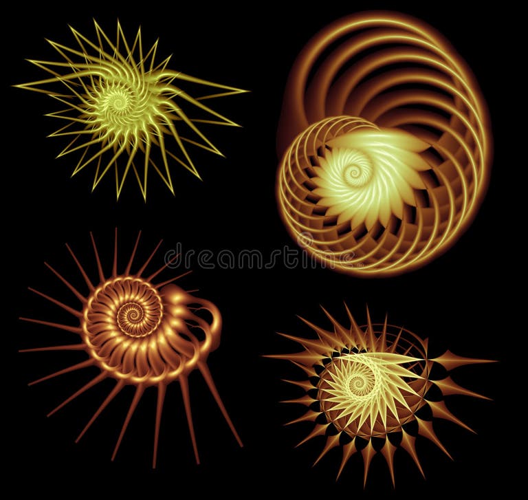 Four Fractal Spirals 3 stock illustration. Illustration of unique - 66626