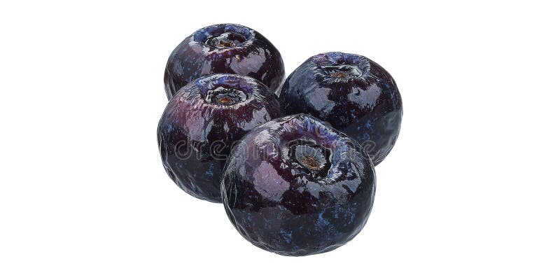Four Fresh Blueberries Isolated on Transparent Background Stock Photo ...