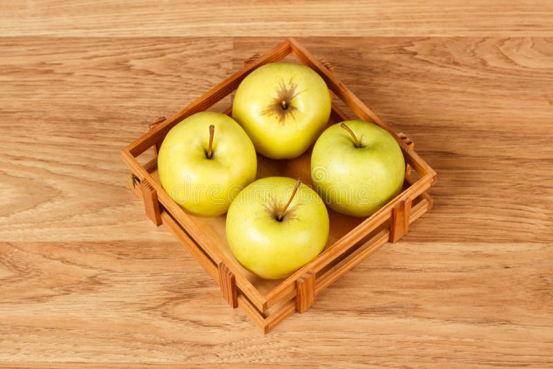 Four fresh green apples stock image. Image of health - 54620149