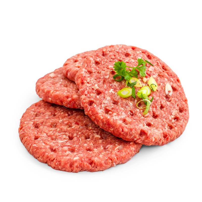 Four Fresh Hamburger Slices, Isolated Stock Image - Image of ingredient ...