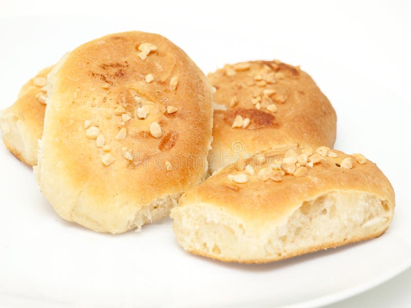Four Fresh Home Baked Buns with Nuts Stock Image - Image of nutrition ...
