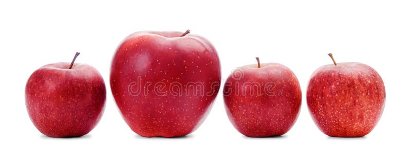 Four Fresh Red Apples. Different Sized Apples Stock Photo - Image of ...