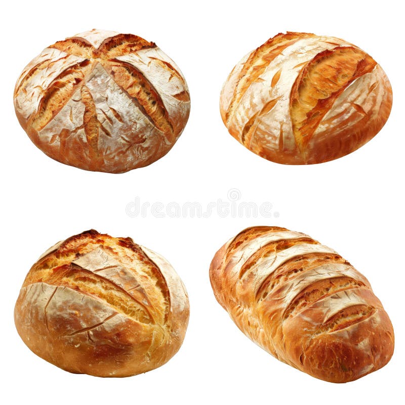 Four Freshly Baked Loaves of Crusty Bread Stock Illustration ...