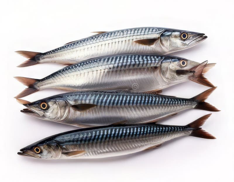 Four Freshly Caught Seer Fish are Displayed on a Pristine White ...