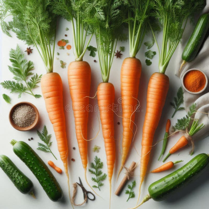 Four Freshly Harvested Carrots Arranged on a White Background Stock ...
