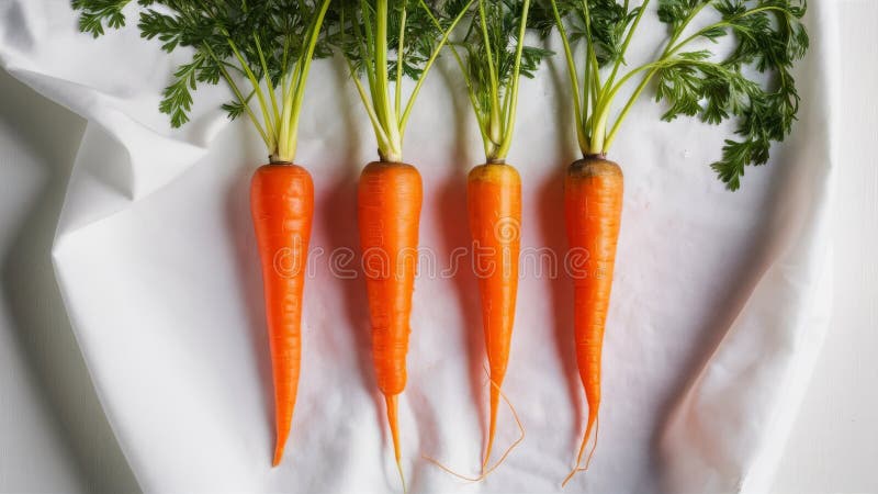 Four Freshly Harvested Carrots Arranged on a White Background Stock ...
