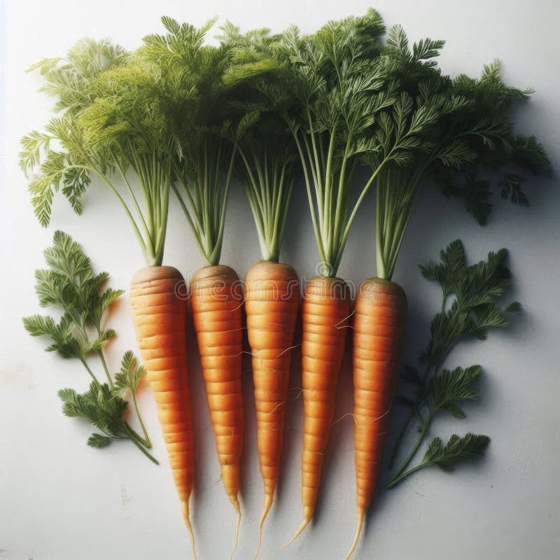 Four Freshly Harvested Carrots Arranged on a White Background Stock ...