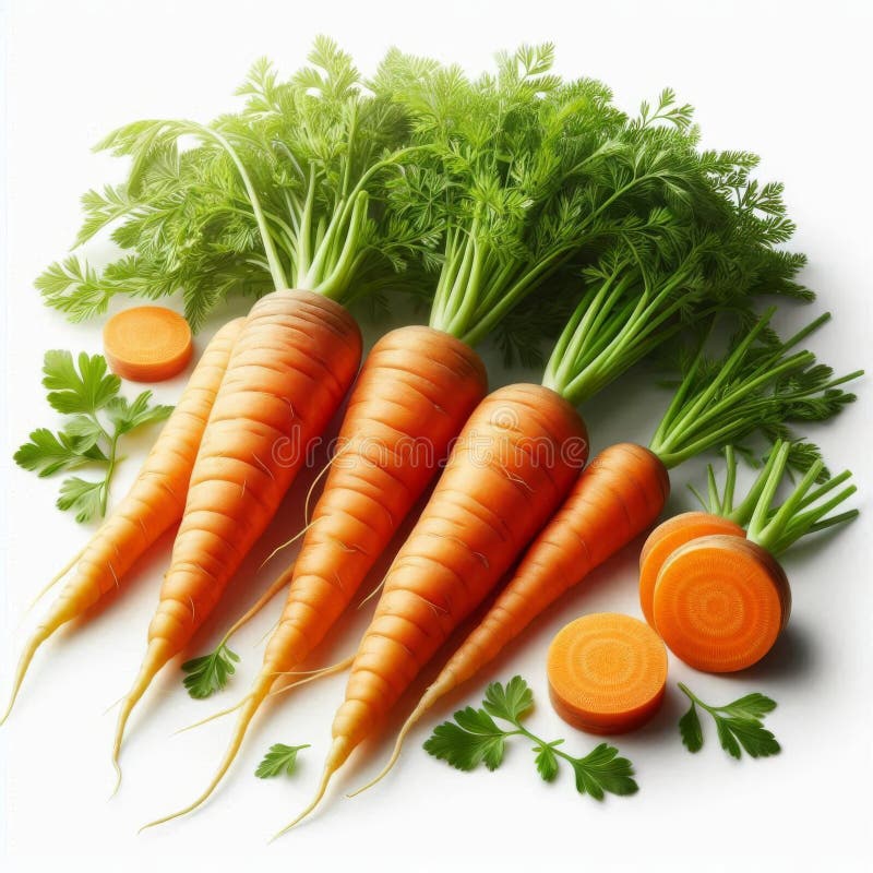 Four Freshly Harvested Carrots Arranged on a White Background Stock ...