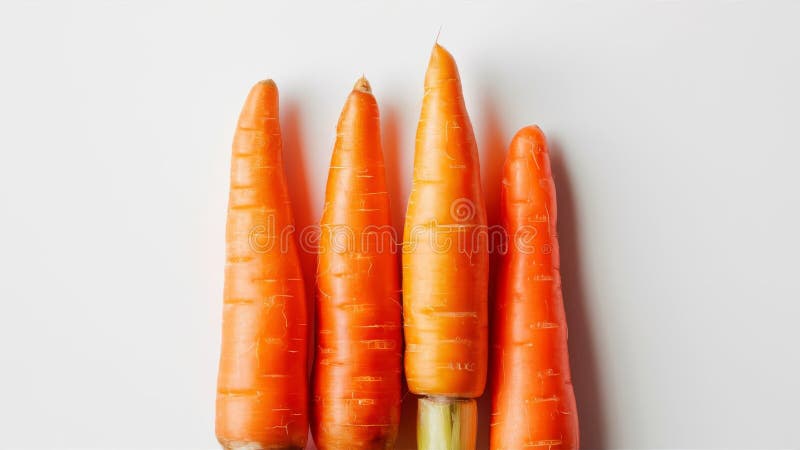 Four Freshly Harvested Carrots Arranged on a White Background Stock ...