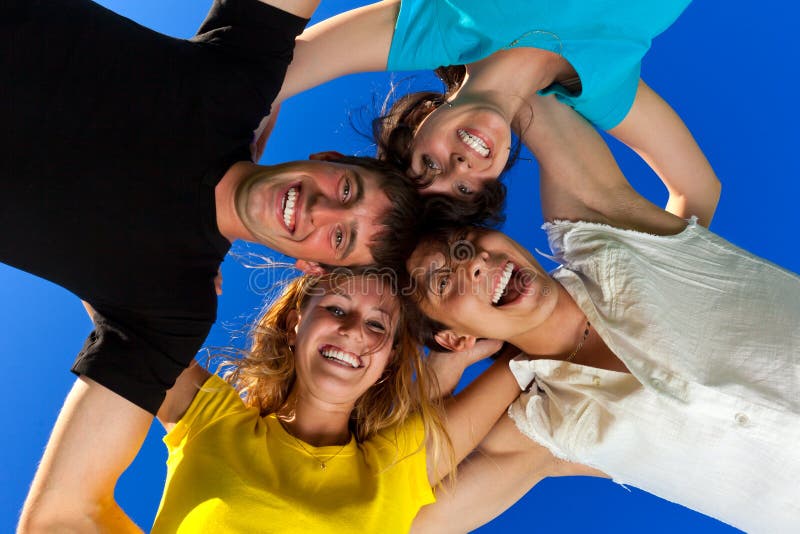 The Four Friends, Embracing, Has Stock Image - Image of face, looking ...