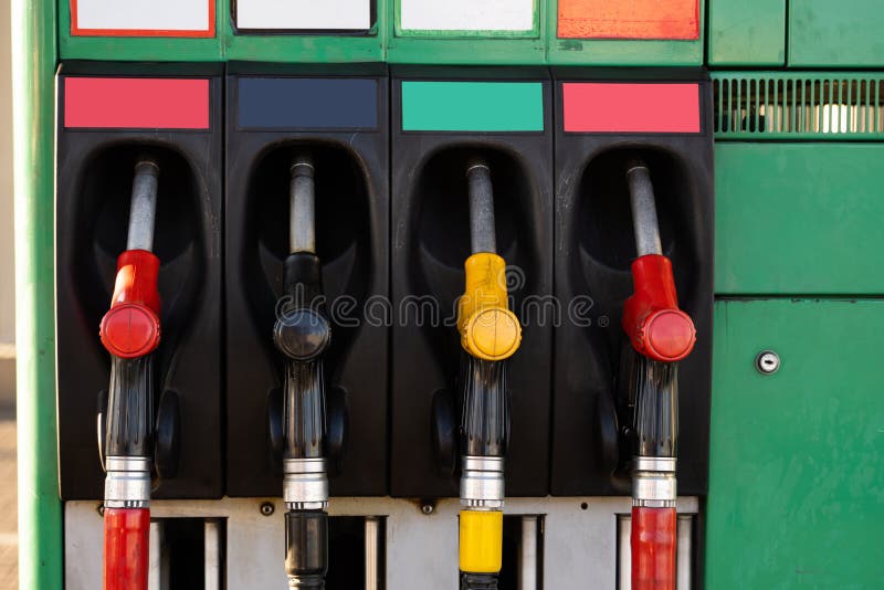 Four Fuel Pumps at a Gas Station. Stock Image - Image of petrochemical ...