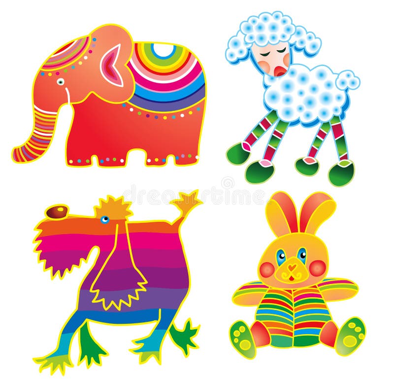 Four funny animal stock vector. Illustration of adorable - 2592236