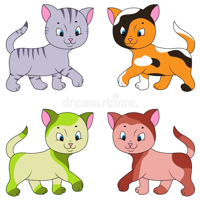 Four Cats White Background Stock Illustrations – 365 Four Cats White ...