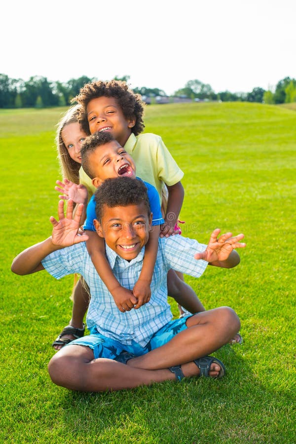 Four funny children. stock image. Image of cute, nature - 56153459
