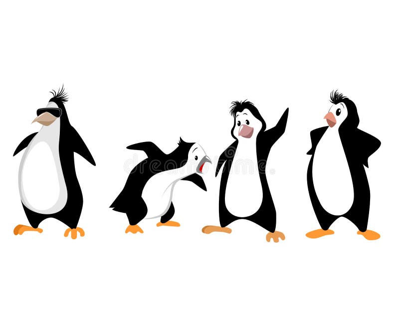 Four funny penguins stock vector. Illustration of white - 63723672