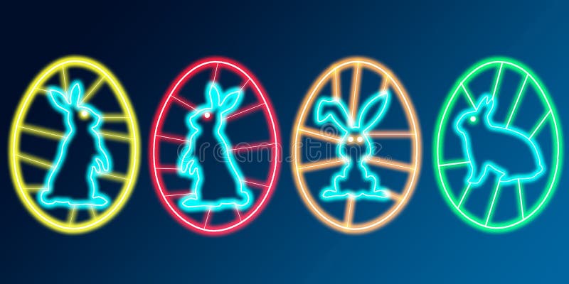 Four Futuristic Technology Easter Eggs with Rabbit in Them, Creative ...