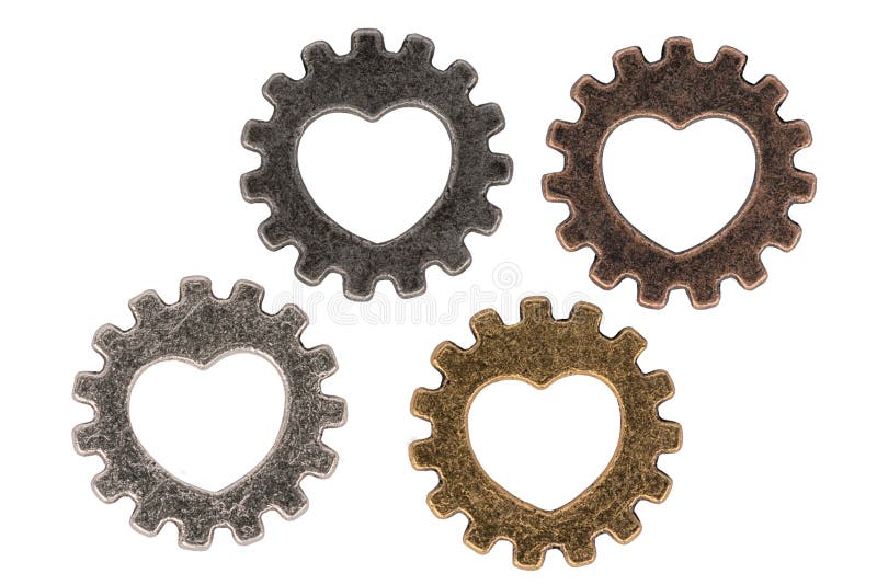 Four Gears, Each with a Heart-shaped Center. Stock Image - Image of ...