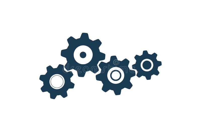 Four Gears Icon. Technology Sign and Machine Mechanisms Isolated Vector ...