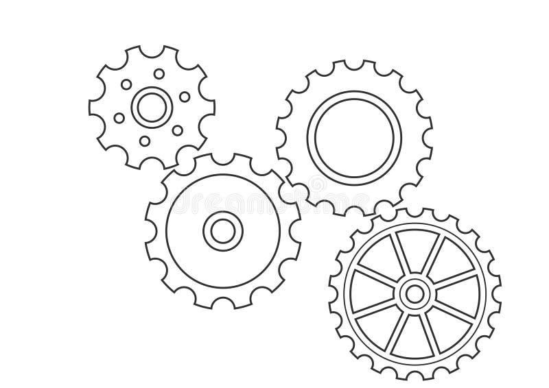 Four Gears Symbol. Concept of Motion and Mechanics Stock Vector ...