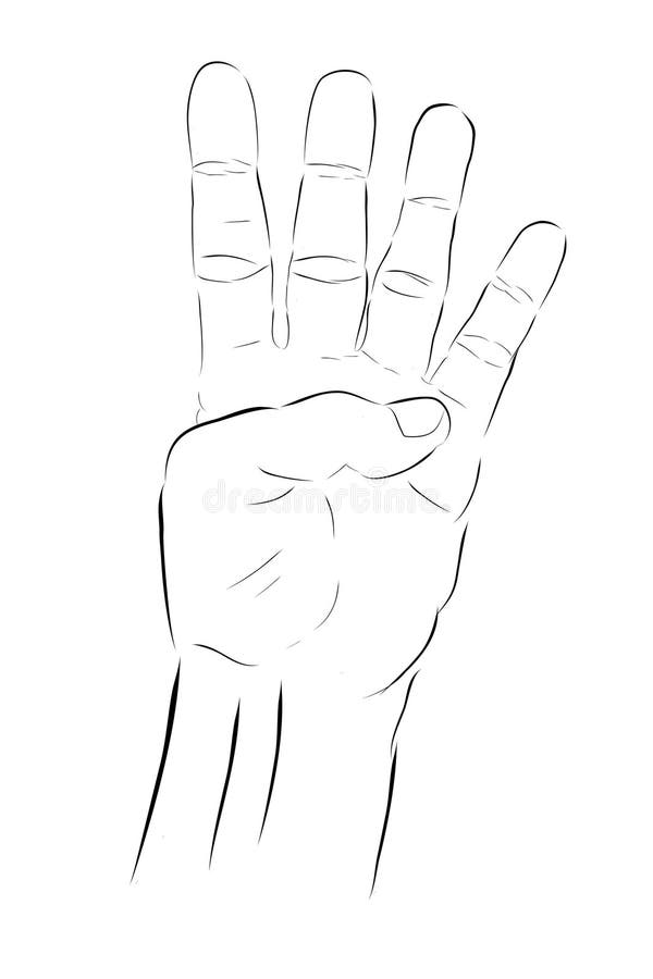 Four 4 Gesture Simple Vector Draw Sketch Doodle Man Hand Stock Vector ...