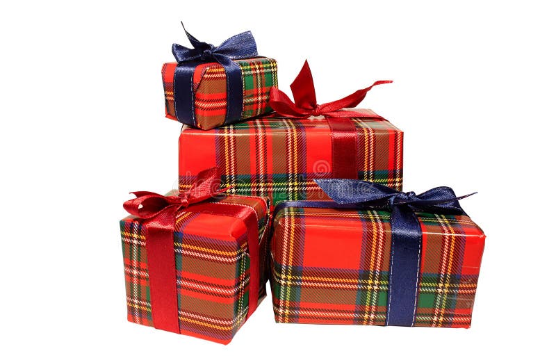 Set of Four Gift Boxes Isolated on White Stock Image - Image of isolate ...
