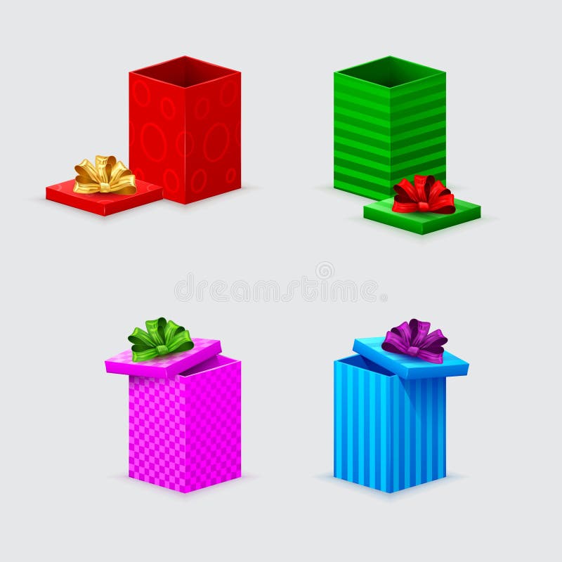 Four gift boxes and covers stock illustration. Illustration of design ...