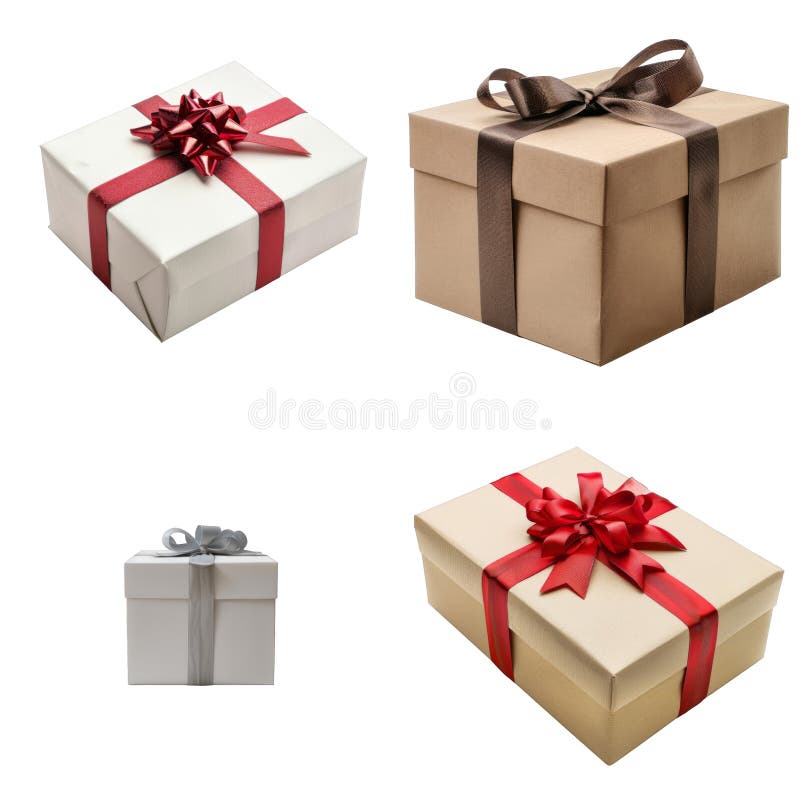 Four Gift Boxes with Different Colored Ribbons and Bows Stock Image ...
