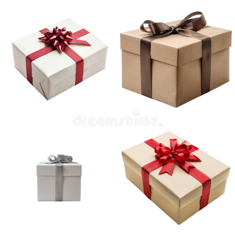 Four Gift Boxes with Different Colored Ribbons and Bows Stock Image ...