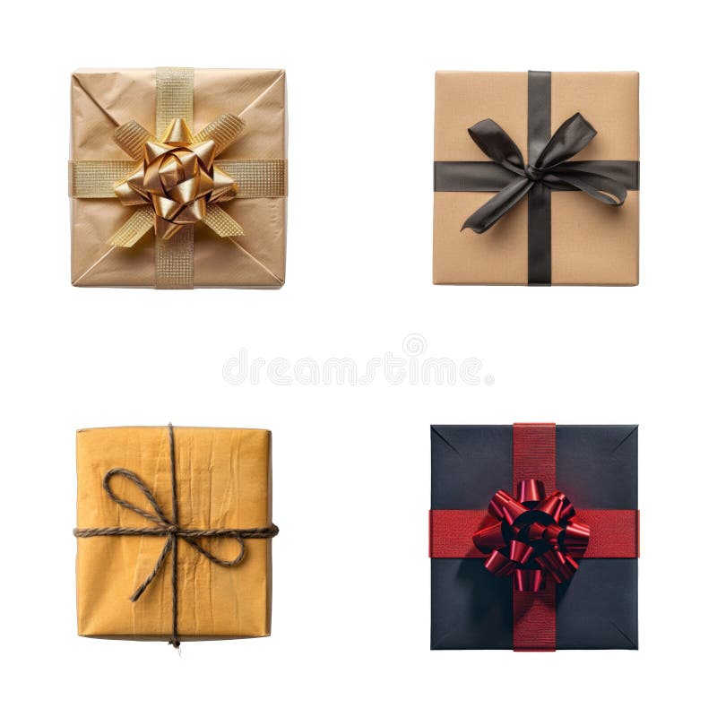 Four Gift Boxes with Different Ribbons and Wrapping Stock Image ...